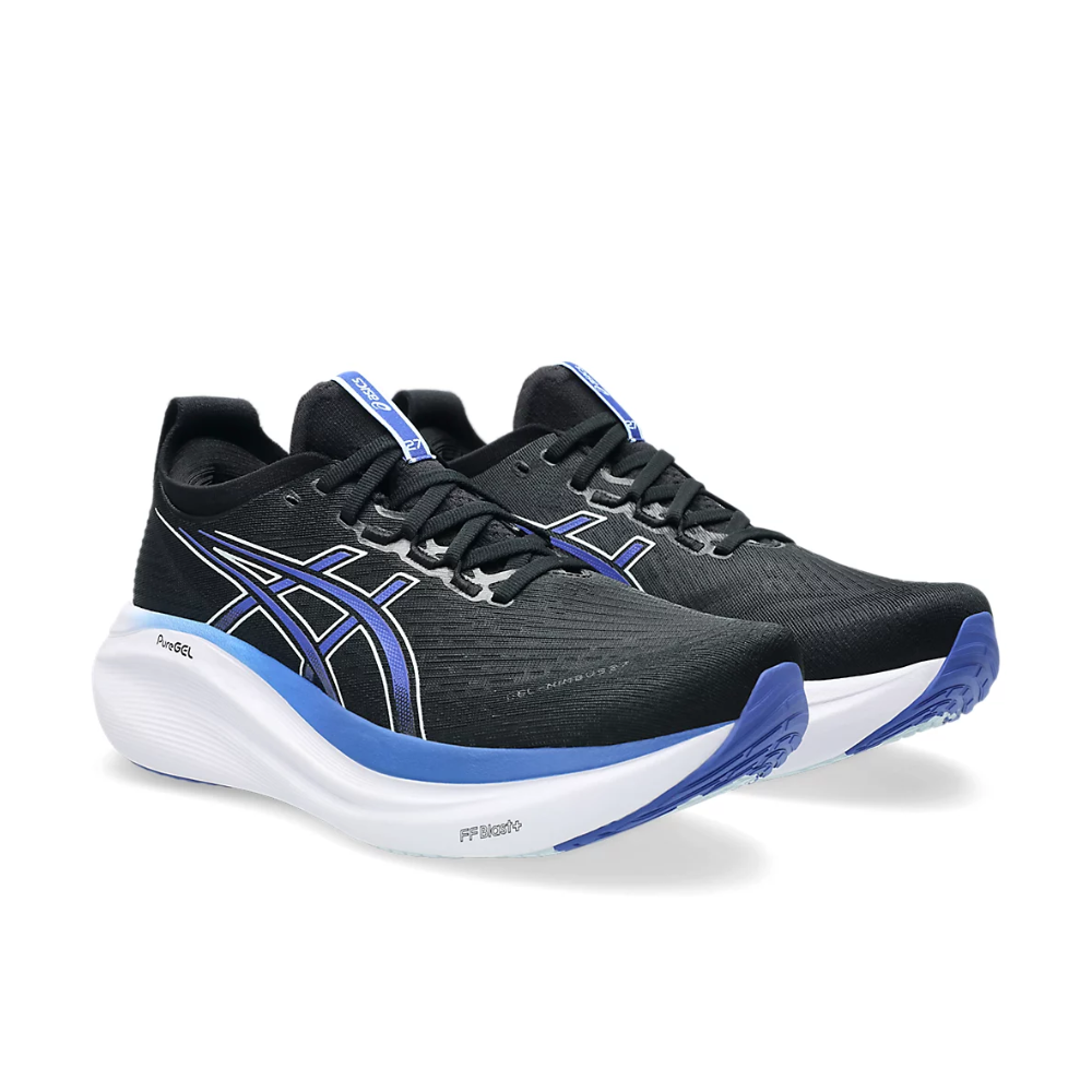 Men's Asics Gel Nimbus 27 Running Shoes :Black | Dark Cobalt – iRUN ...