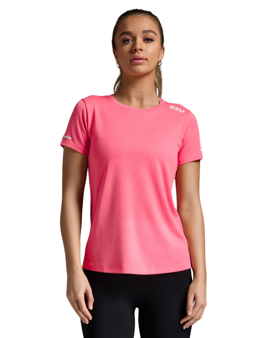 Women's 2XU Aero Running Tee :Pink Glow | White – iRUN Singapore