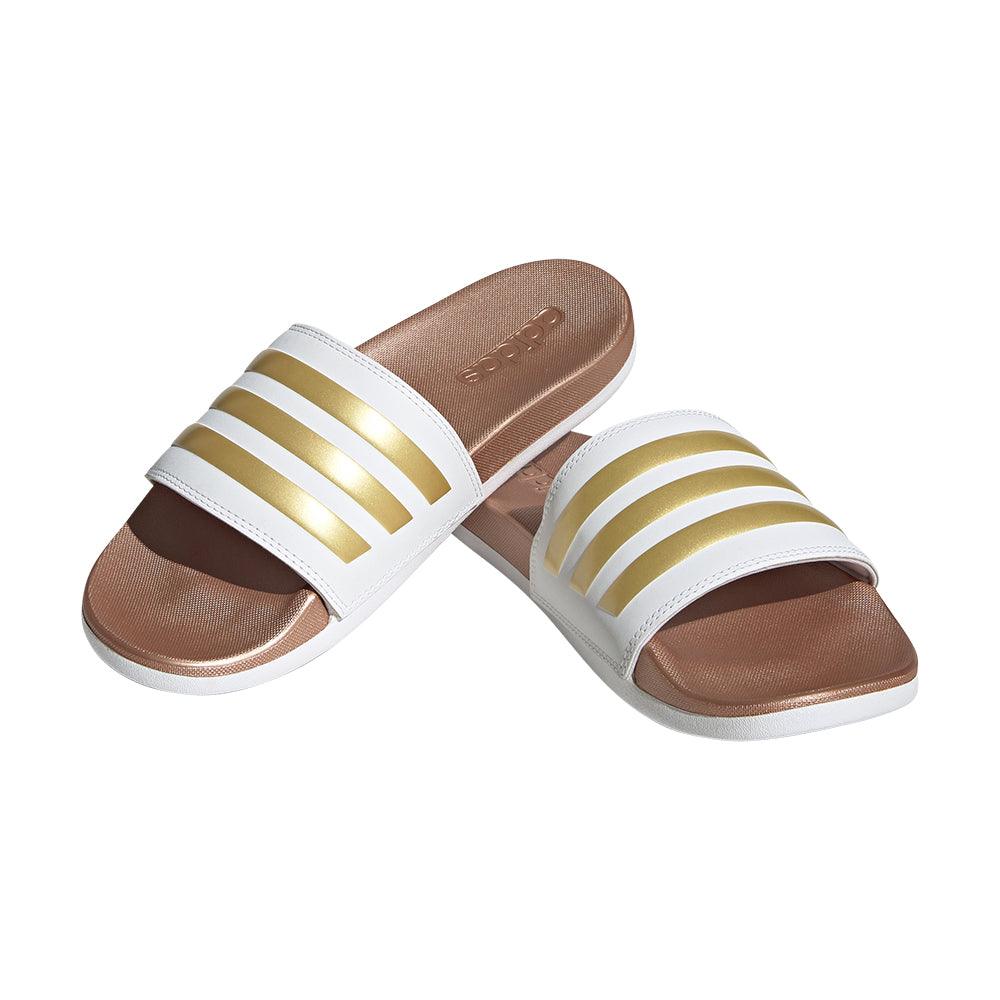 Adidas Adilette Comfort Women's Slides :Cloud White | Matte Gold – iRUN ...